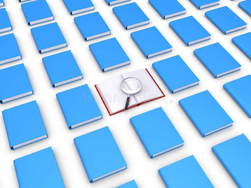 Search in One Book Out of Many Stock Illustration - Illustration of ...