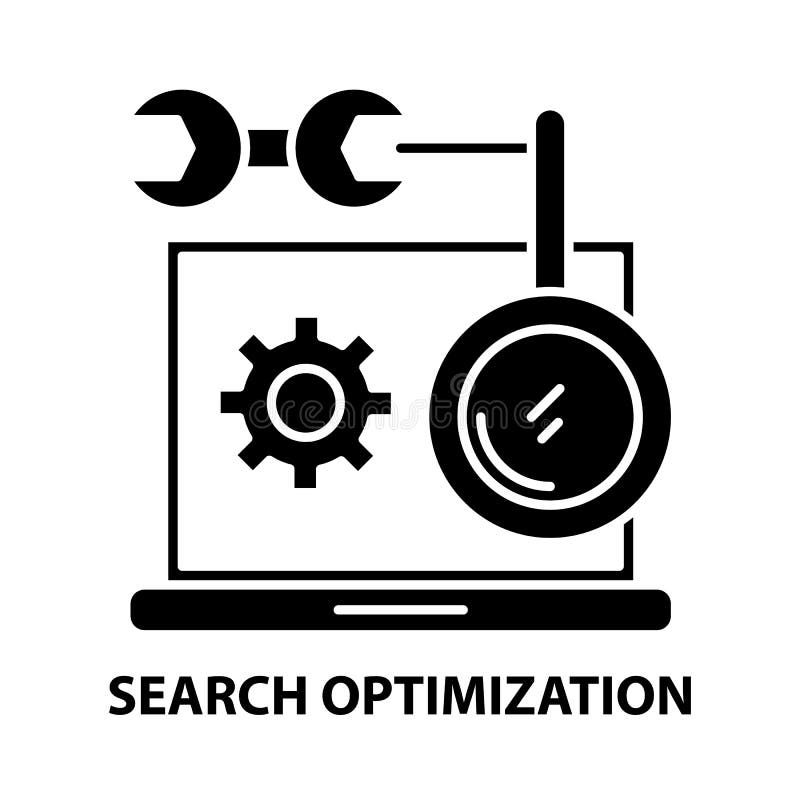 Search Optimization Icon, Black Vector Sign with Editable Strokes ...