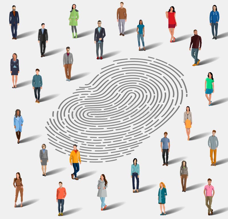 The Search for a Person by Fingerprint Stock Vector - Illustration of ...