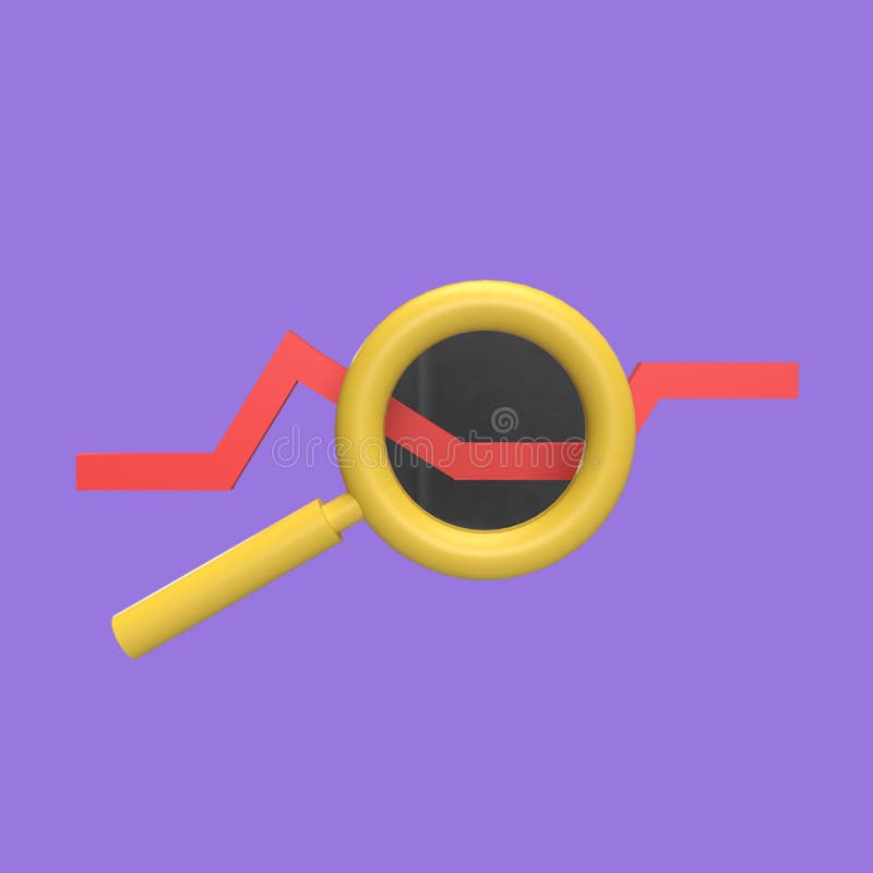 Graph Analysis 3d Icon Model Cartoon Style Concept. Render Illustration Stock Illustration ...