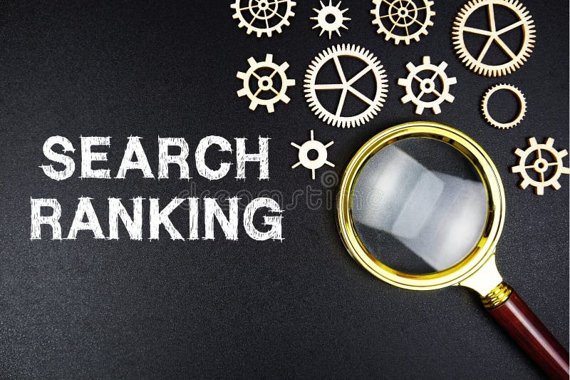 Search Ranking Text Message with Magnifying Glass on Black Background ...