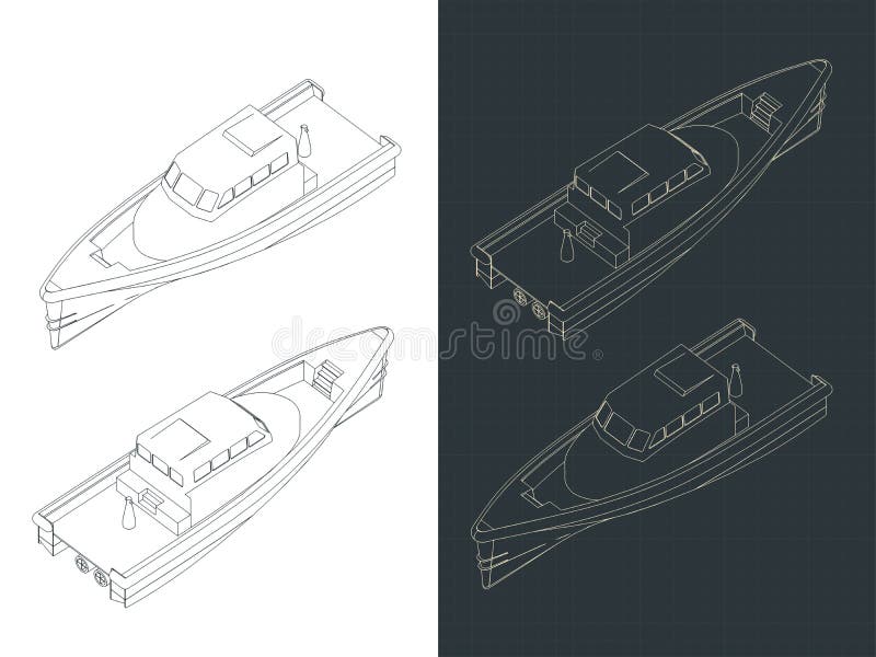 Search and Rescue Boat Isometric Blueprints Stock Vector - Illustration ...