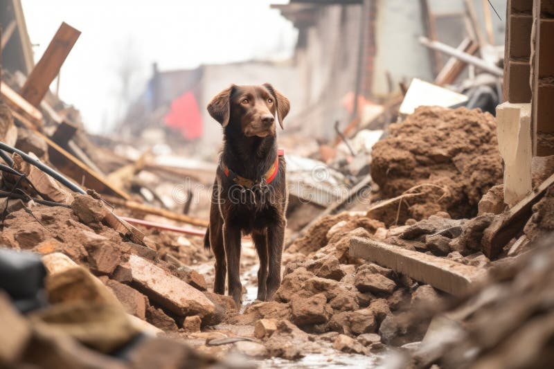 Search and Rescue Dog Digging through Rubble Stock Photo - Image of ...