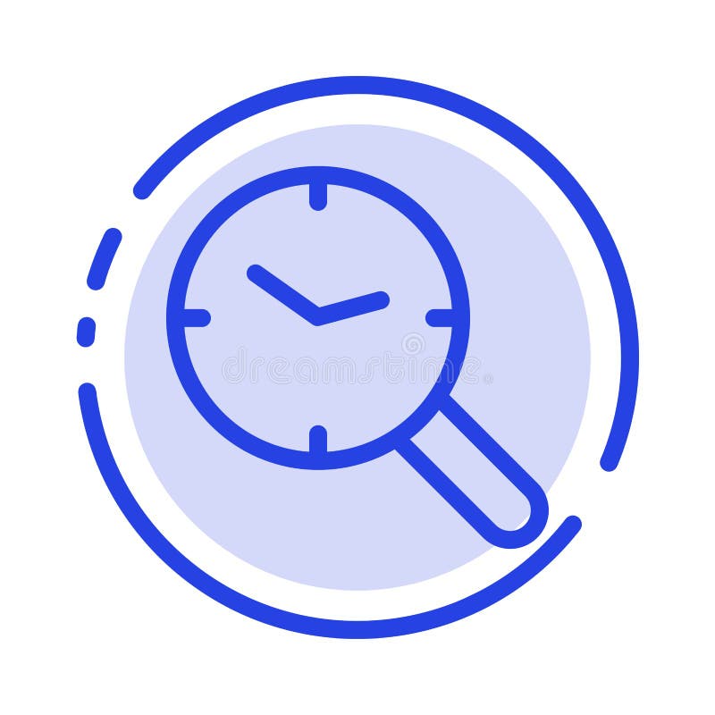 Search, Research, Watch, Clock Blue Dotted Line Line Icon Stock Vector ...