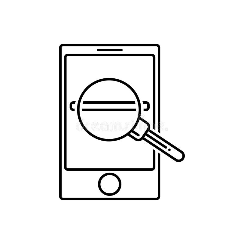 Black Line Icon for Search Results, Find and Digital Stock Vector ...