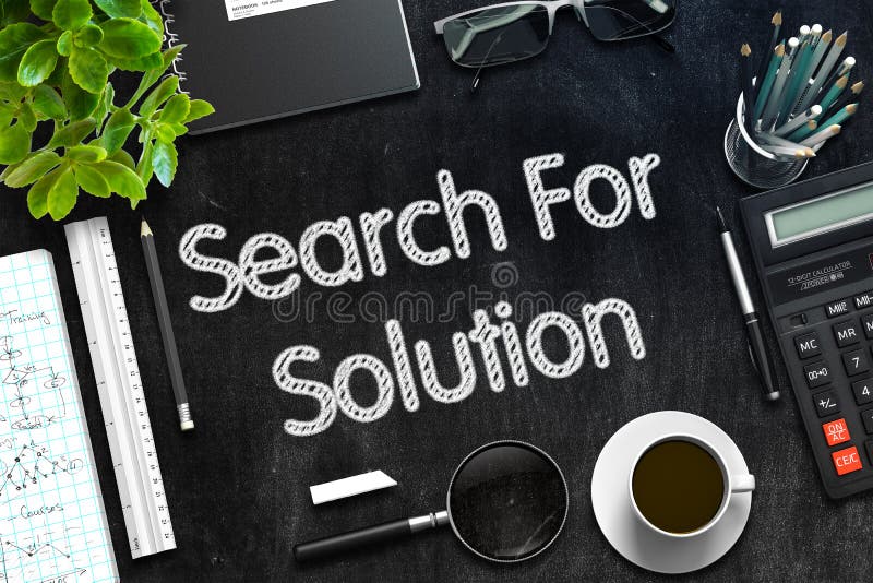 Search for Solution on Black Chalkboard. 3D Rendering. Stock Image ...