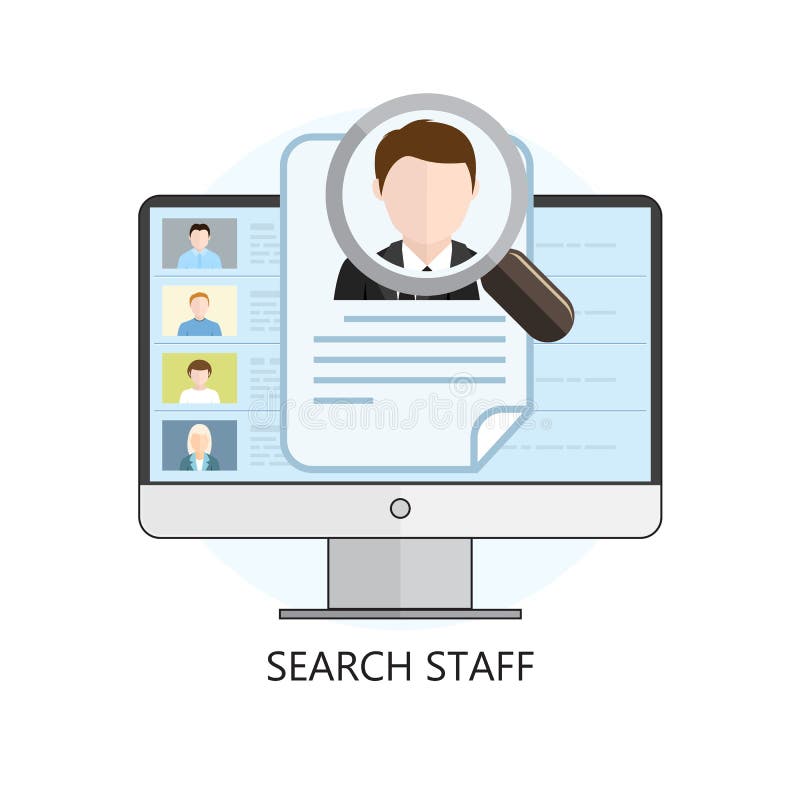 Search Staff Icon with Computer Stock Vector - Illustration of career ...