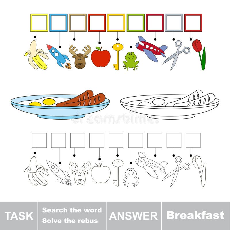 The Word `breakfast` and Multi-colored Peas. Isolated Marker Drawing ...
