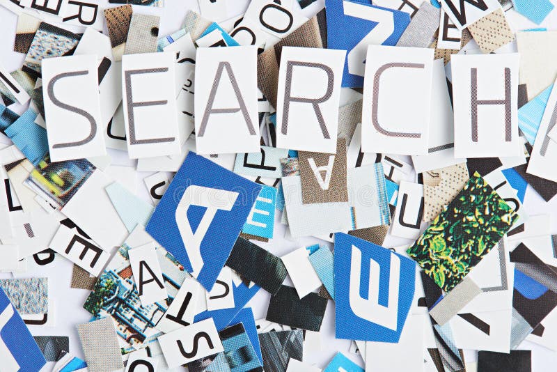 Search Word Cutout from Paper Stock Photo - Image of search, text: 80775358