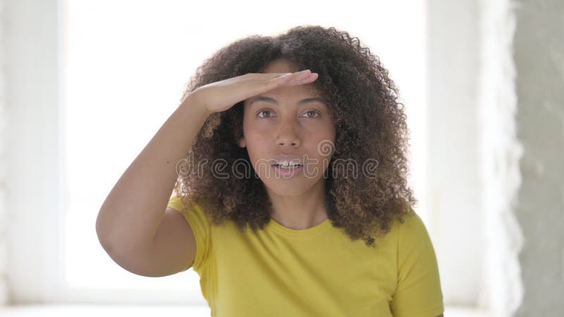 Searching African Woman Looking Around Stock Image - Image of woman ...