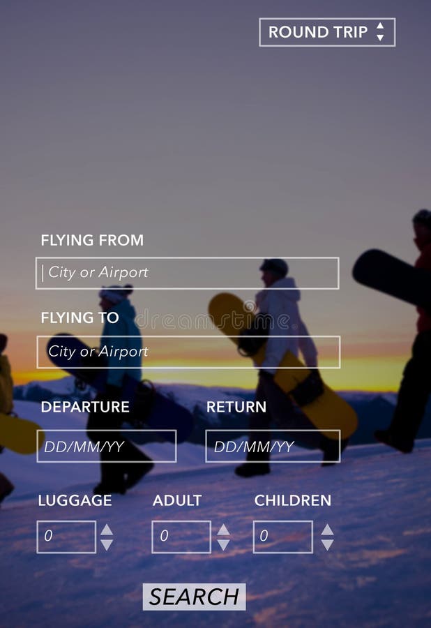 Searching Booking Flight Round Trip Travel Concept Stock Photo - Image ...