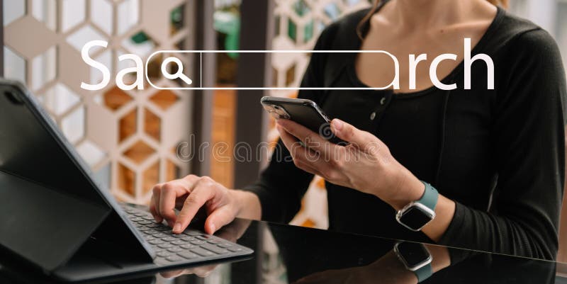 Searching Browsing Internet Data Information Networking Concept. with ...