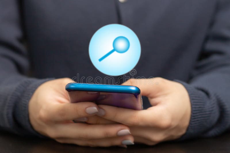 Searching Browsing Internet Data Information on Phone, Female Hands ...