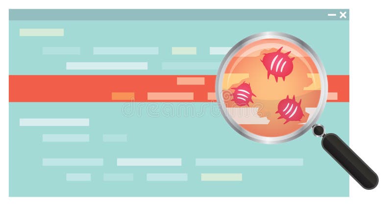 Searching for Bugs in a Code Stock Vector - Illustration of development ...