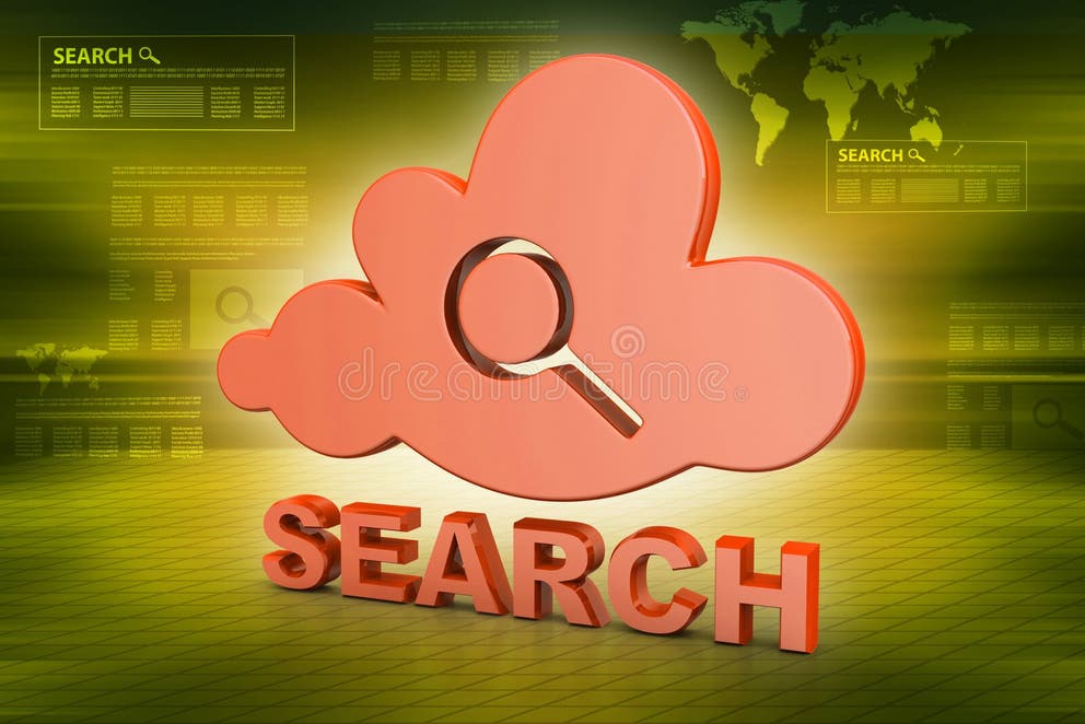 Searching cloud computing stock illustration. Illustration of glass ...