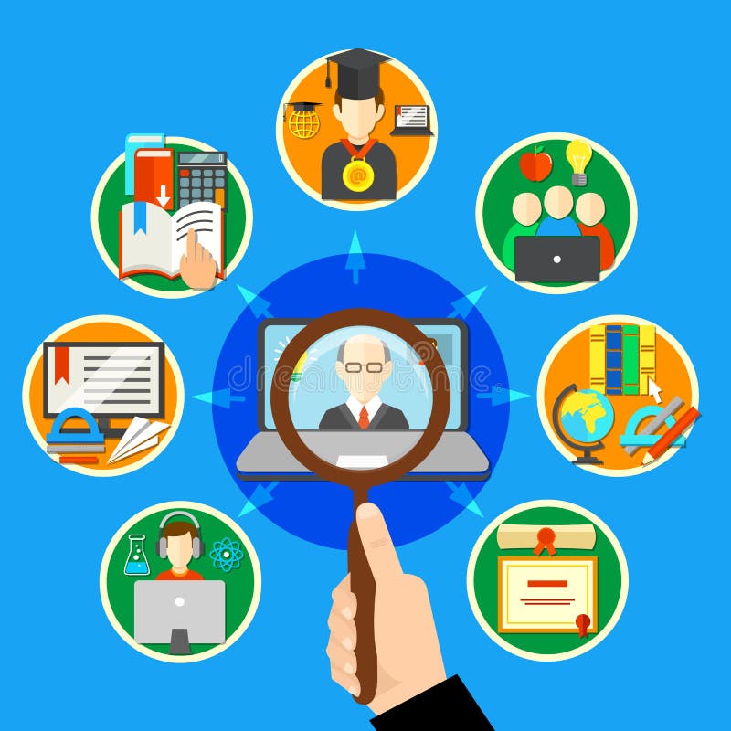 Searching E Learning Composition Stock Vector - Illustration of ...