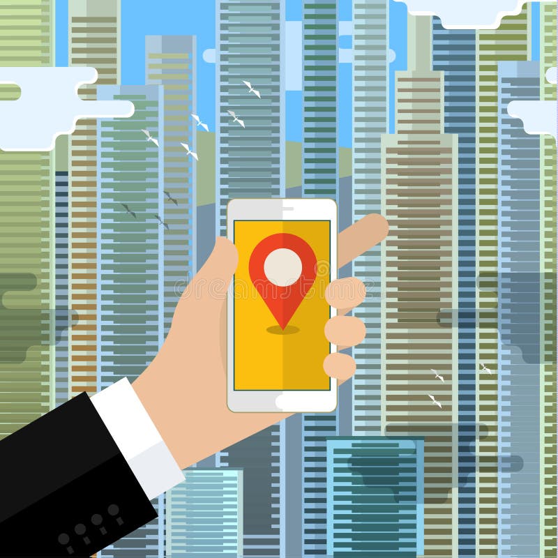 Searching for a house stock vector. Illustration of hand - 65581572