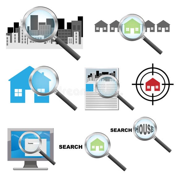 Searching house icons stock vector. Illustration of estate - 22646448