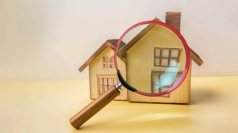 Searching for a House Using a Magnifying Glass on a Background with ...