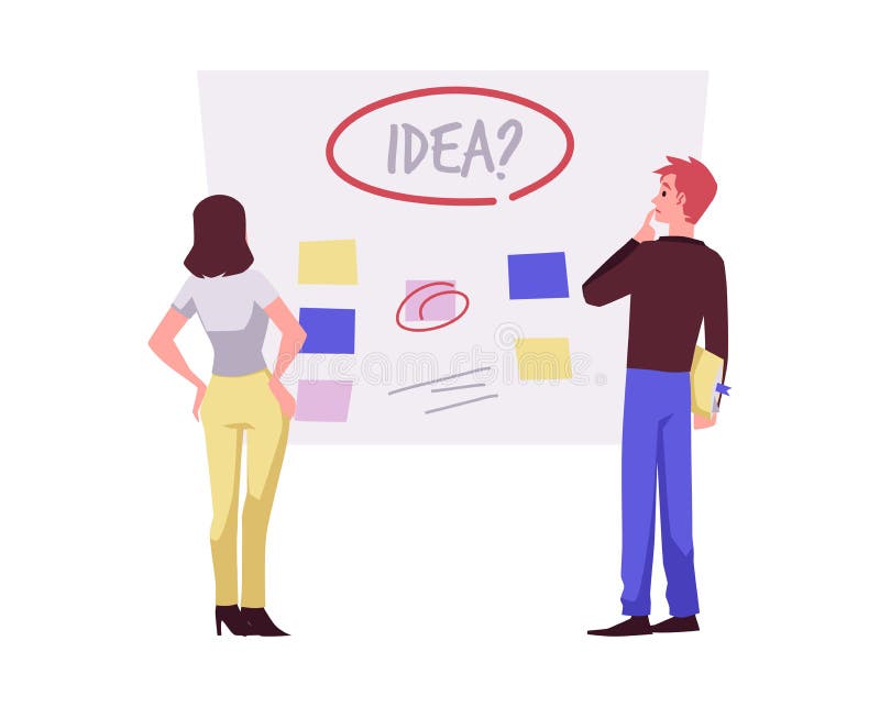 Searching Idea and Solution for Difficult Situation, Flat Vector ...