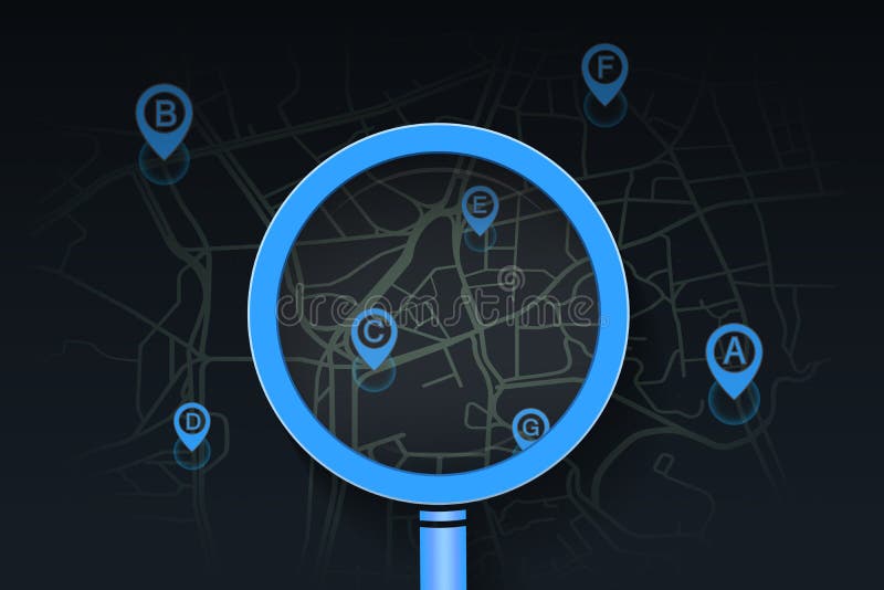 Searching Location on Street Map Blue Color Stock Vector - Illustration ...