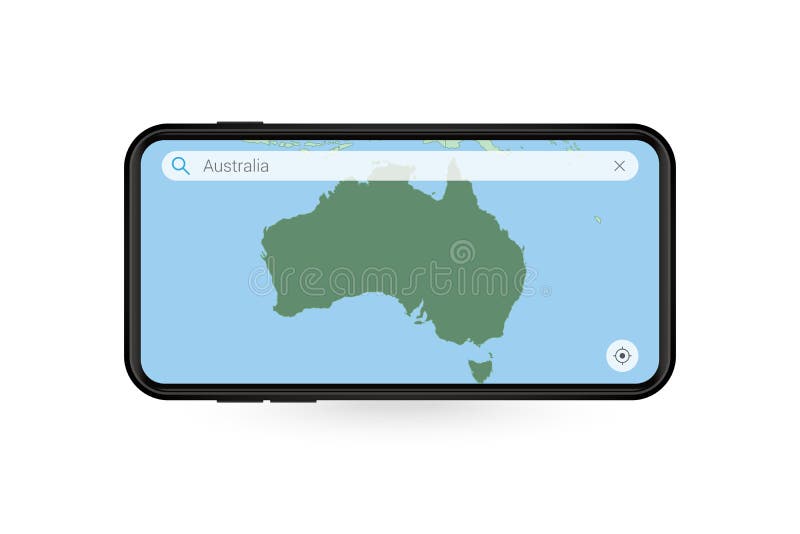 Searching Map of Australia in Smartphone Map Application. Map of ...