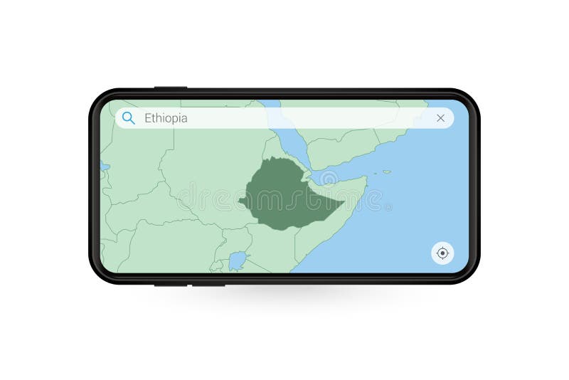 Searching Map of Ethiopia in Smartphone Map Application. Map of ...