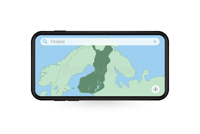 Searching Map of Finland in Smartphone Map Application. Map of Finland ...