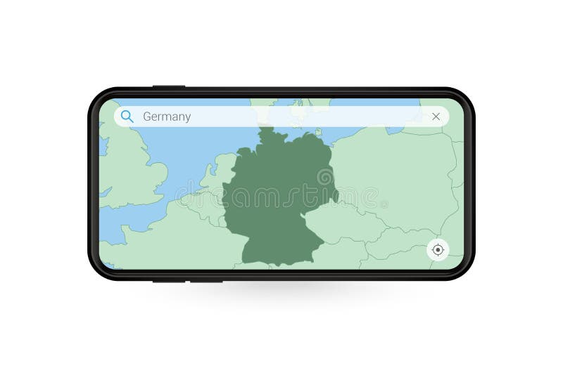 Searching Map of Germany in Smartphone Map Application. Map of Germany ...