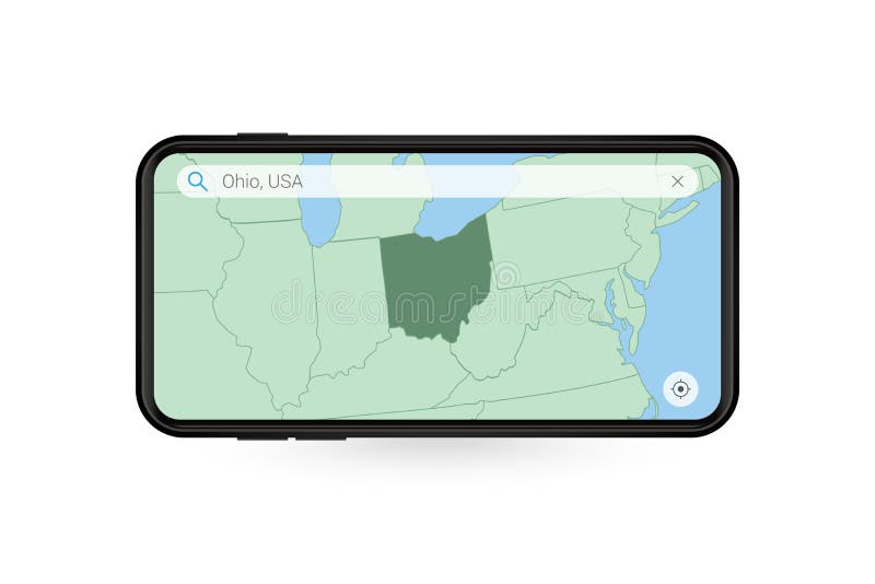 Searching Map of Ohio in Smartphone Map Application. Map of Ohio in ...