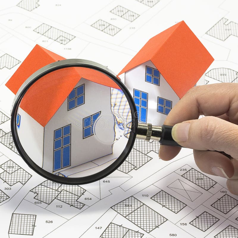 Searching New Home - Concept with Home Model, Magnifying Glass and ...