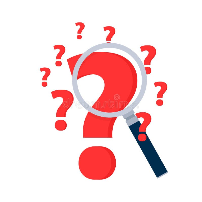 Searching Solutions and Asking for Help. Question Mark in a Magnifying ...