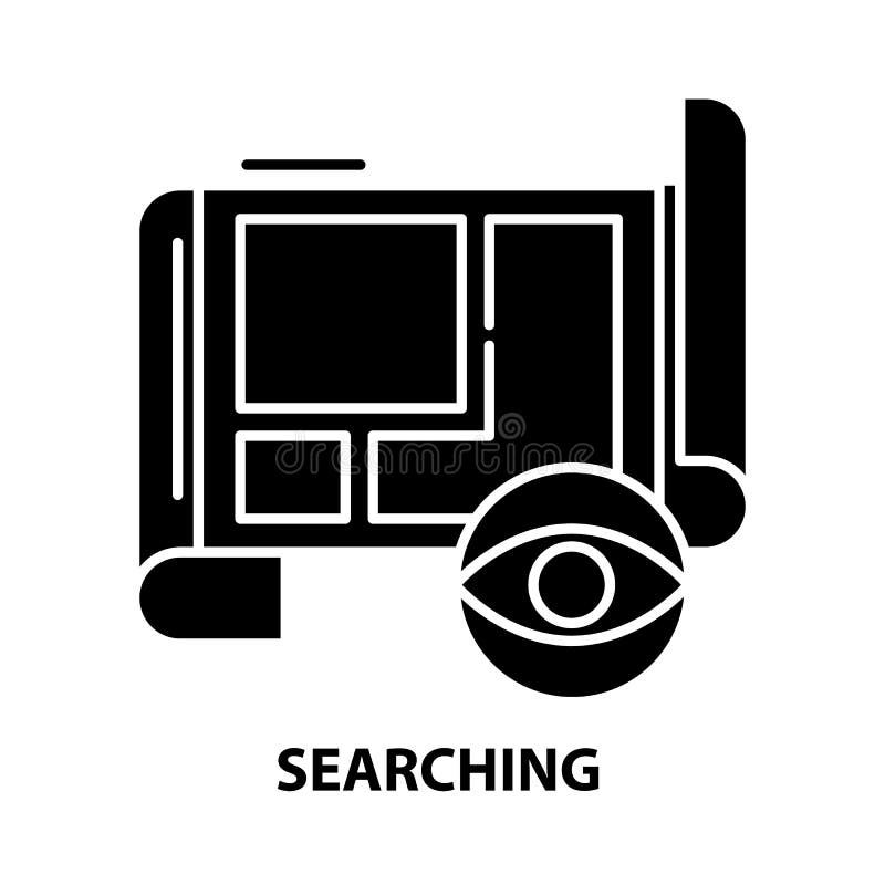 Searching Symbol Icon, Black Vector Sign with Editable Strokes, Concept ...