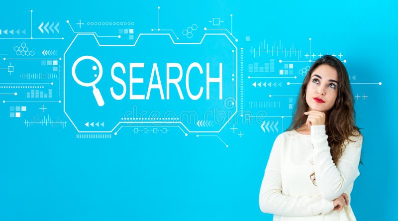 Searching Theme with Young Woman Stock Photo - Image of magnifying ...