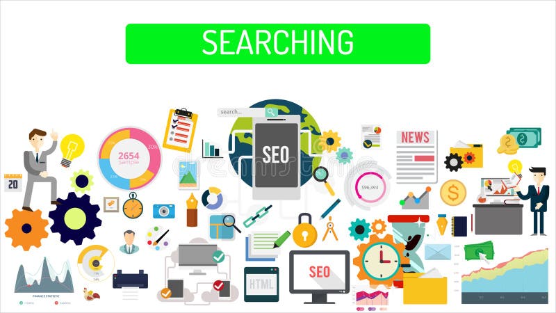 Searching Typography Design Stock Vector - Illustration of engine ...