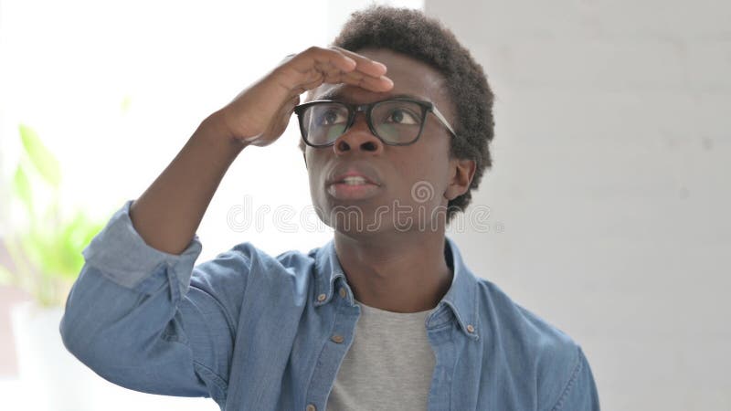 Searching Young African Man Looking Around Stock Photo - Image of ...