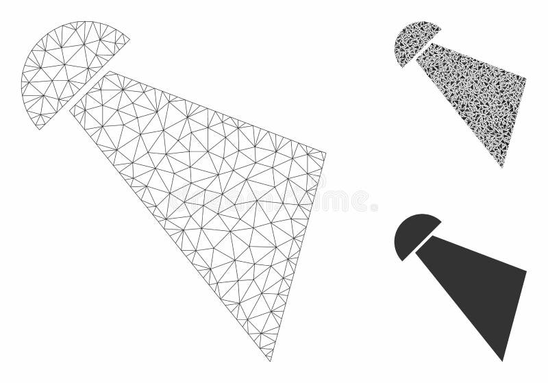 Searchlight Beam Vector Mesh 2D Model and Triangle Mosaic Icon Stock ...