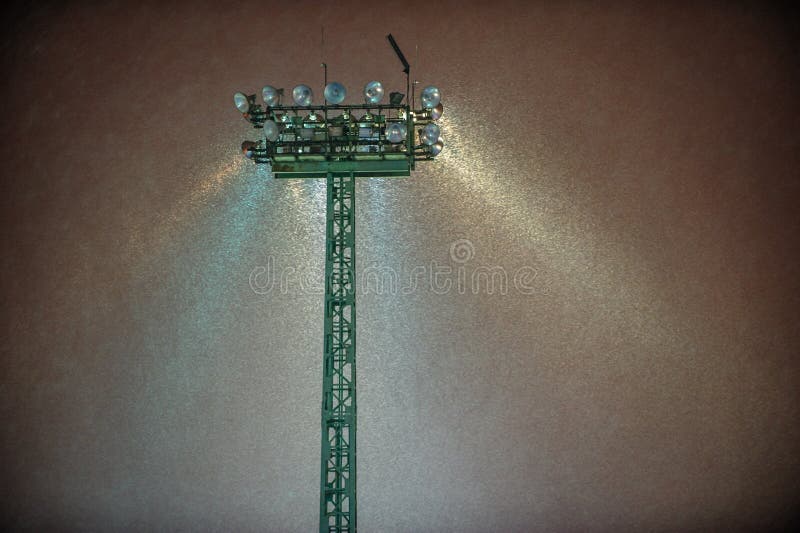 Searchlight and snowfall stock image. Image of winter - 48378683