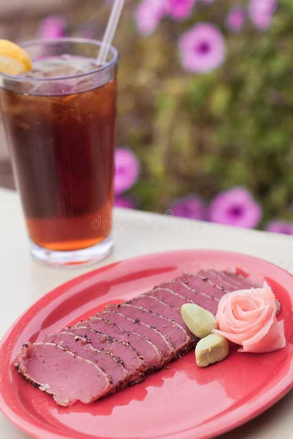 Seared ahi tuna stock image. Image of fine, meal, flower - 28300169