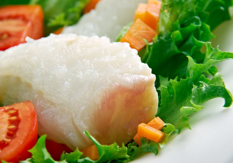 Seared cod salad stock image. Image of fresh, green, seafood - 60798649