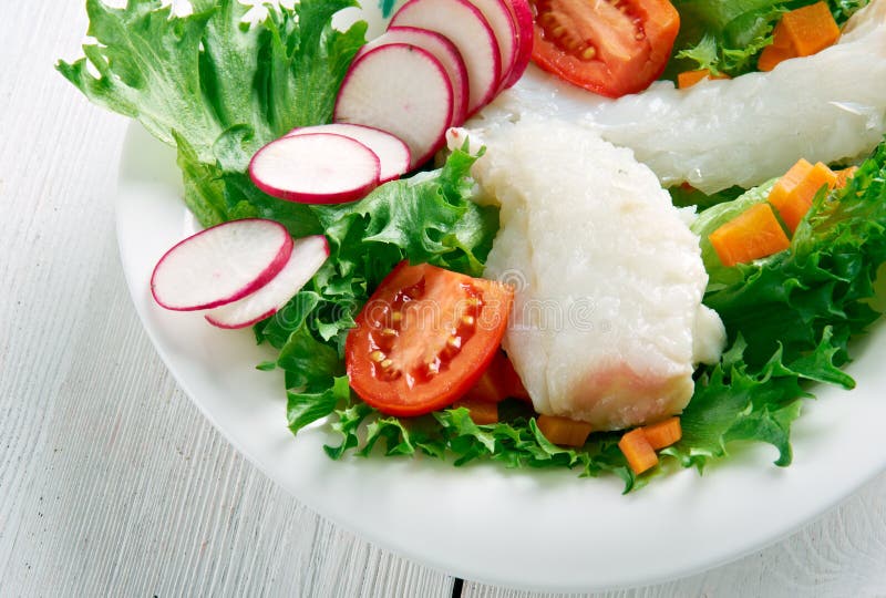 Seared cod salad stock image. Image of healthy, cooked - 60901825