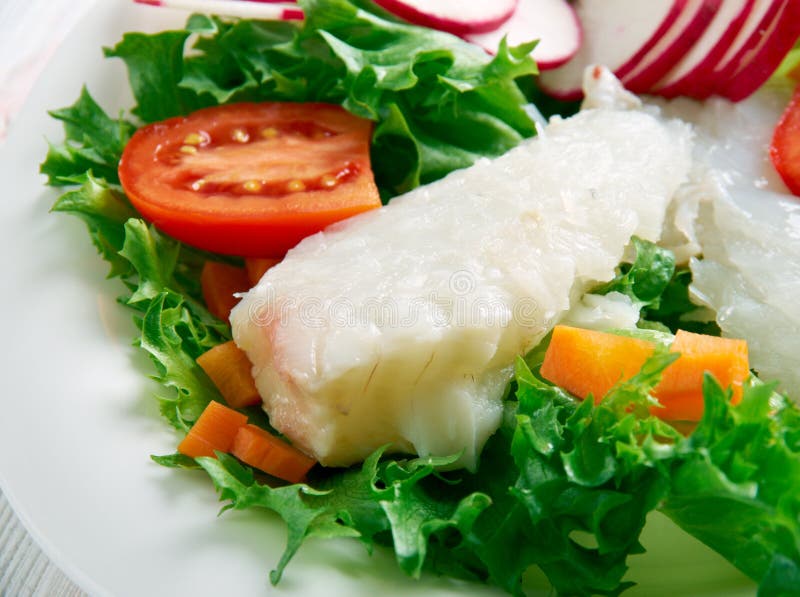 Seared cod salad stock photo. Image of fillet, seeds - 61227184