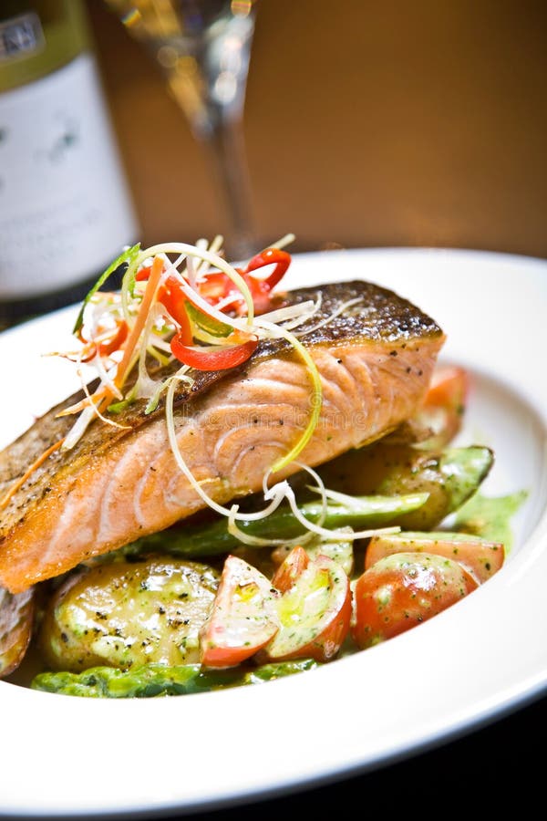 Seared Samon stock image. Image of fillet, gormet, green - 17918569