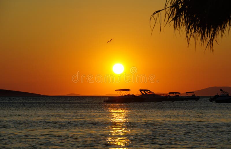 Seascape at Beautiful Calming Orange Sunset Stock Image - Image of ...