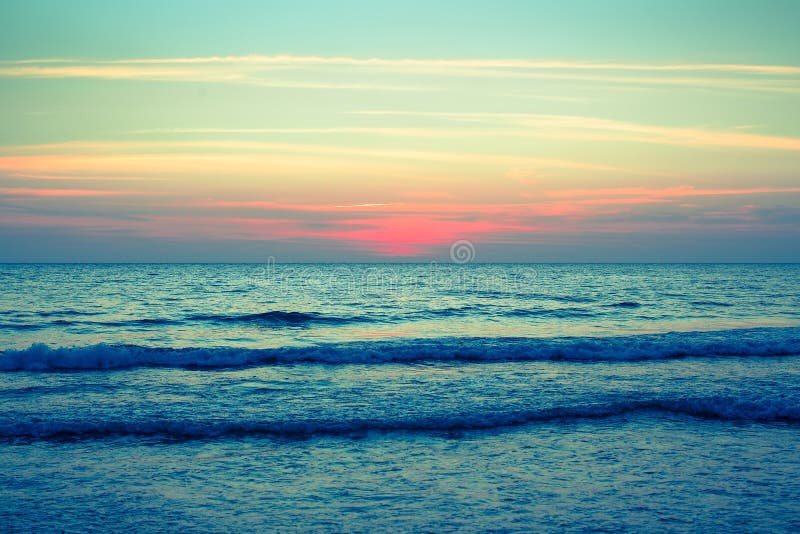 Seascape in Cool Tones after Sunset. Nature. Stock Image - Image of ...