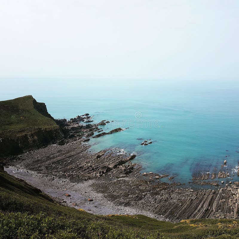 Seascape stock photo. Image of rocks, coast, devon, water - 100801126