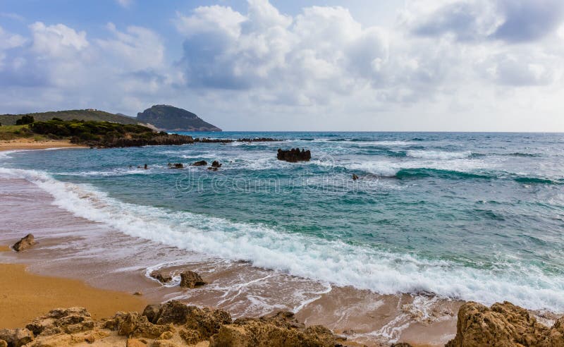 Seascape with Foamy Swashing Waves Stock Image - Image of nature ...