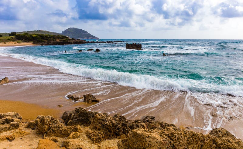 Seascape with Foamy Swashing Waves Stock Image - Image of scene ...