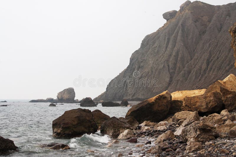 Seascape in the Fog. Photo 3693 Stock Image - Image of boulder, foggy ...