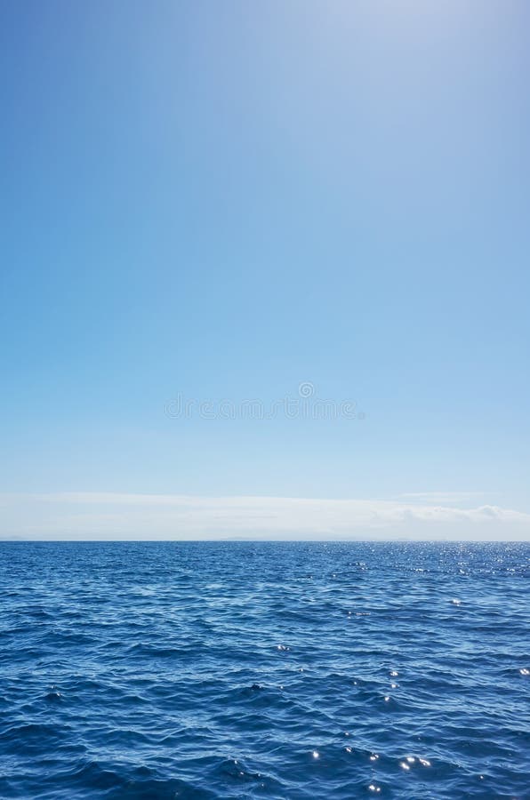 Seascape with Horizon and Clear Sky, Pacific Ocean Stock Image - Image ...